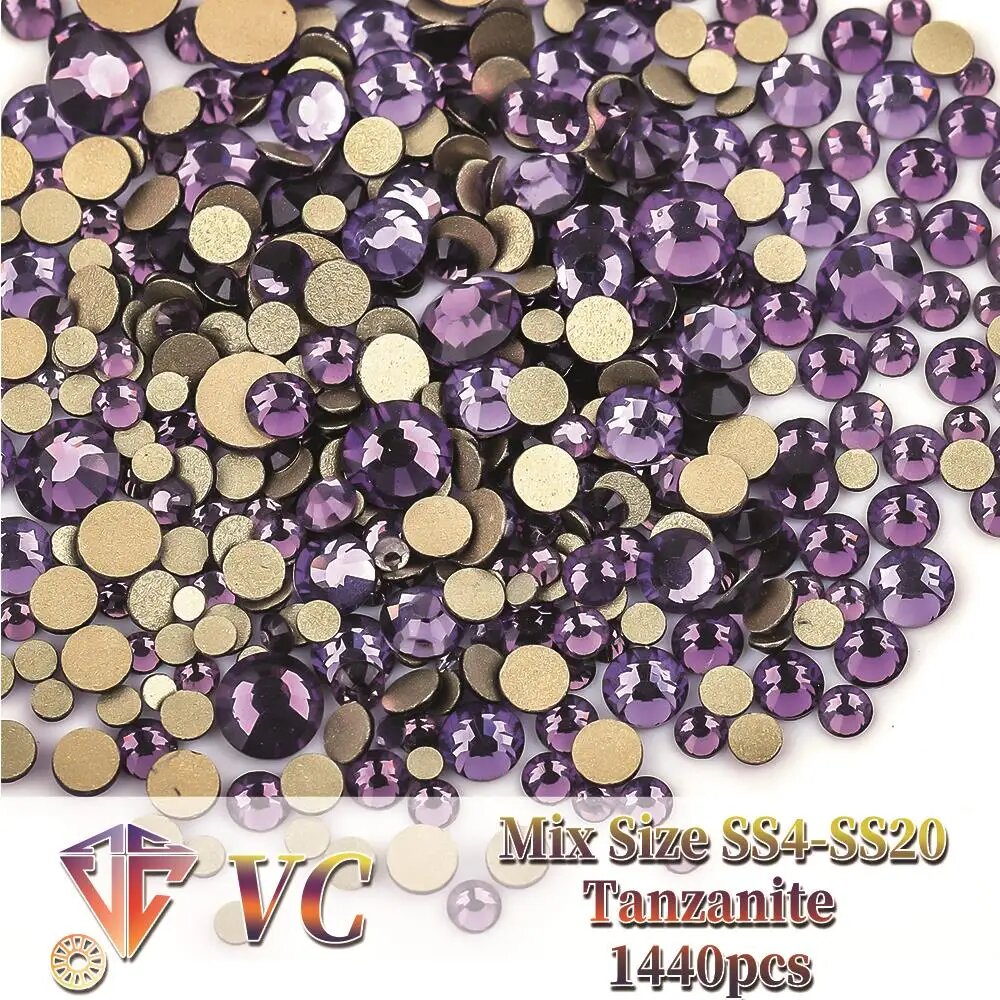 Стразы Swarovski SS4-SS20 1440 шт Фиолетовый, Tanzanite