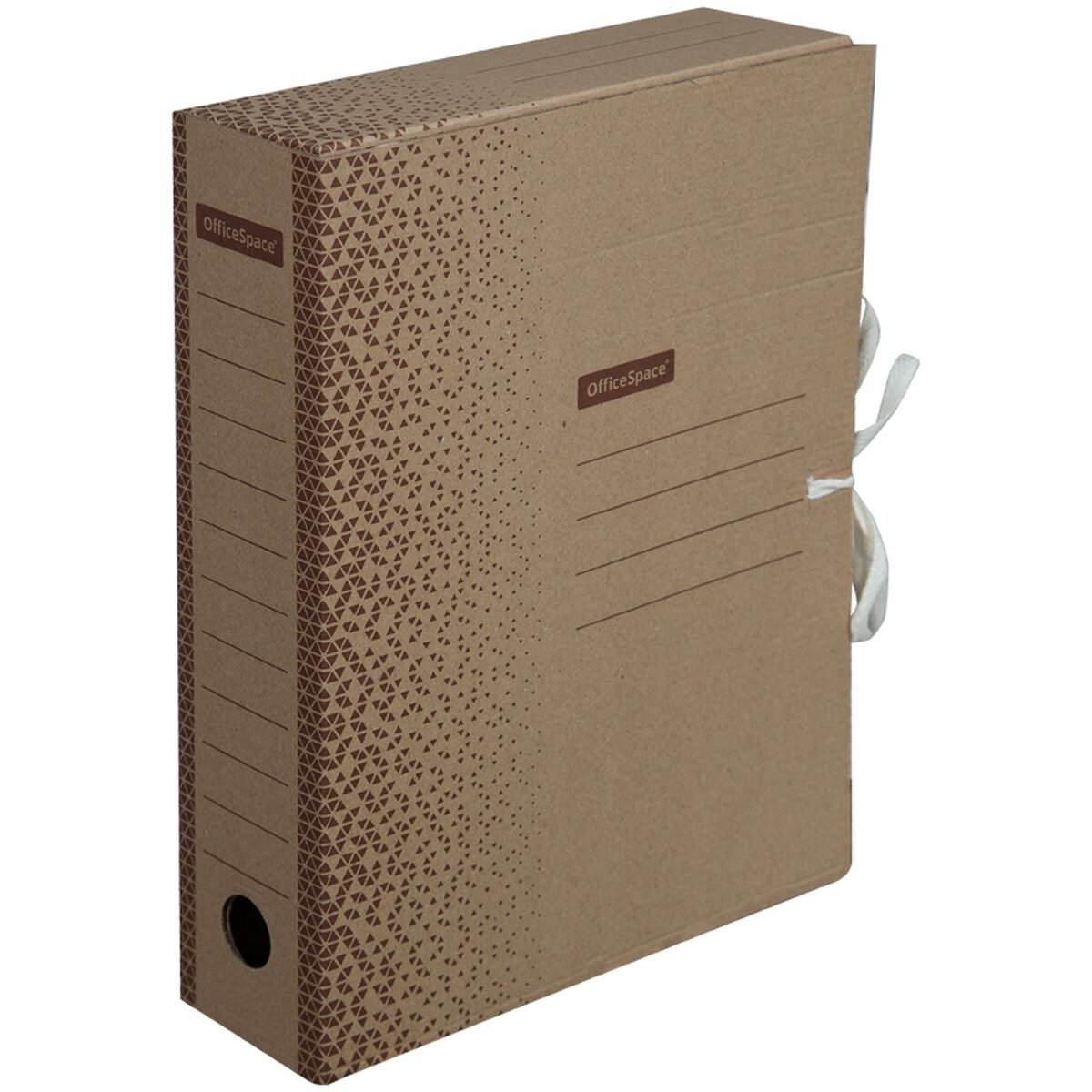 Папка архивная с завязками OfficeSpace Standard (А4, корешок 75мм, 2 завязки, микрогофрокартон) бурый, до 700л. (264785)
