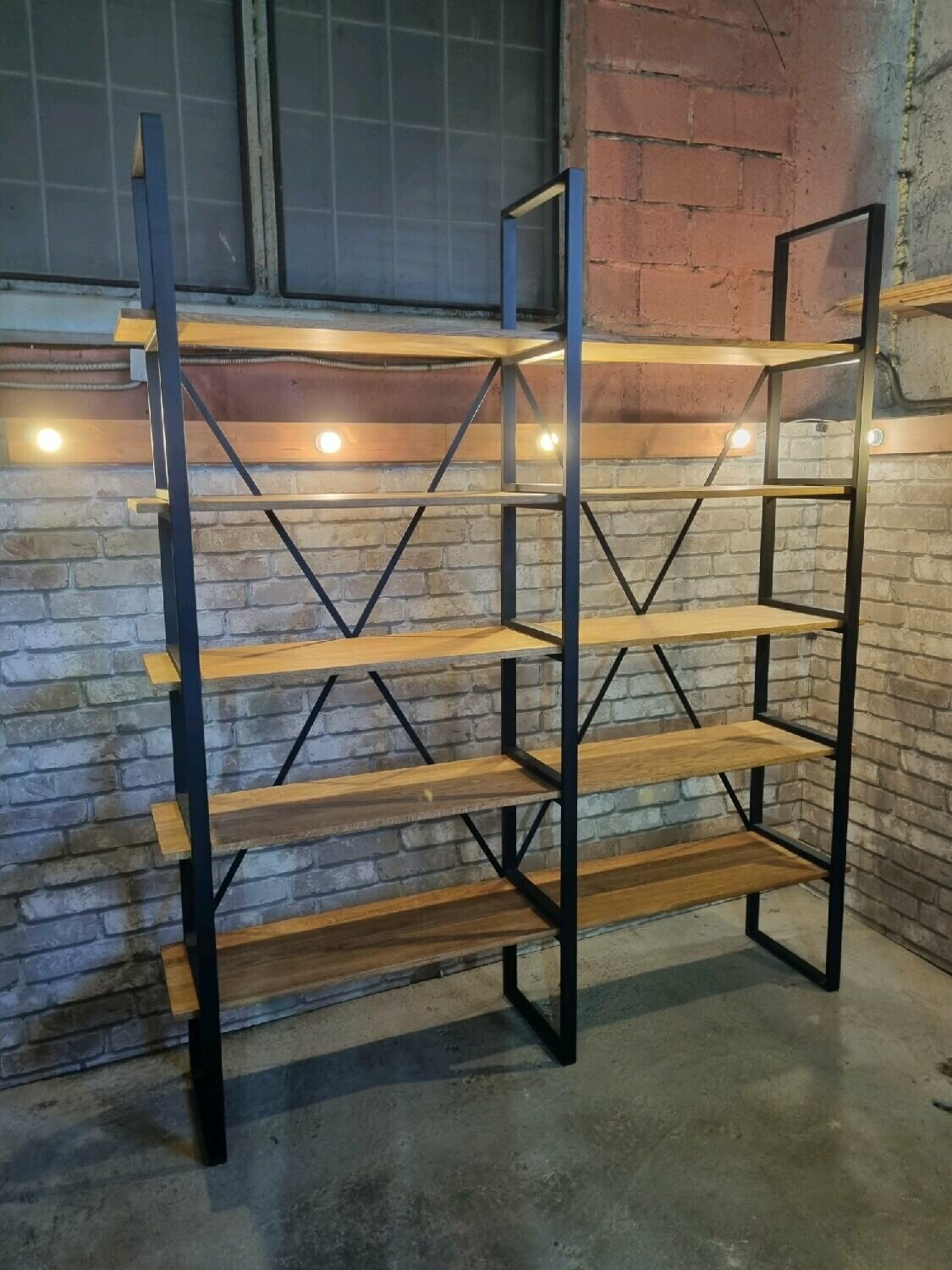 Стеллаж "EasyLOFT" в стиле лофт, дуб (разборный), для дома и офиса, 240х40х200 см.