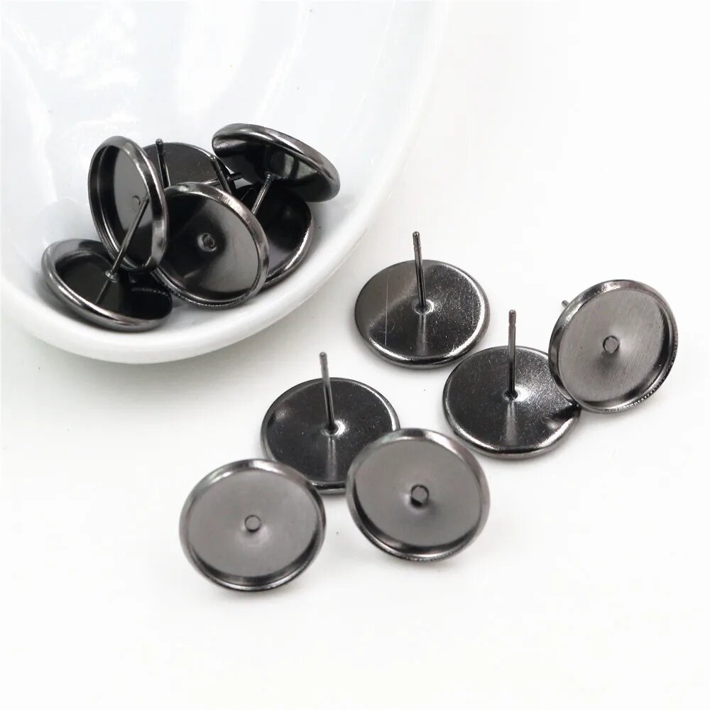 Серьги-гвоздики Wadsfred из нержавеющей стали 6-20 мм 20mm x 20pcs, Gun Black