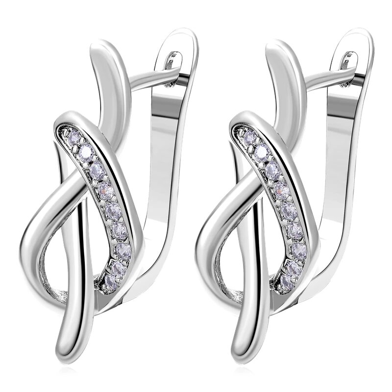 Серебряные серьги-клипсы с кристаллами, 2 шт