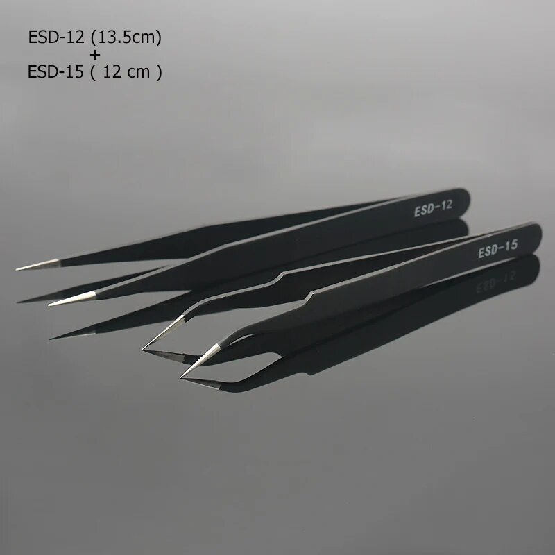 ESD-12 (13.5cm) + ESD-15 (12 cm) антистатические пинцеты