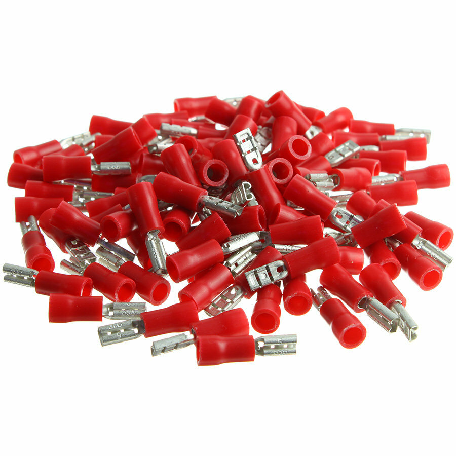 Клемма ножевая 2.8мм 0.5-1.5 мм2 гнездо (упаковка 100шт) красный с изоляцией