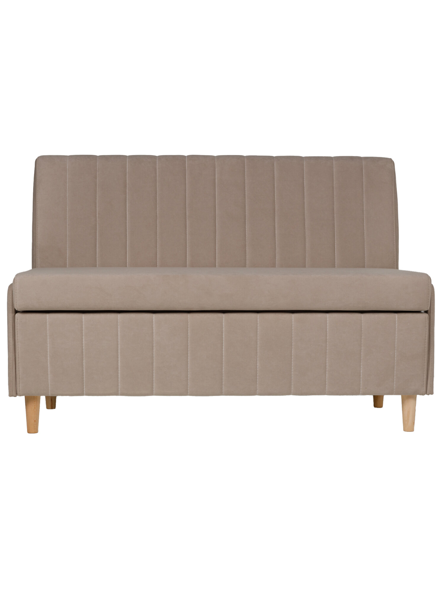 Диван на кухню маленький прямой, с ящиком, Ника, высокие деревянные ножки, 123х60х84 (ДхГхВ)