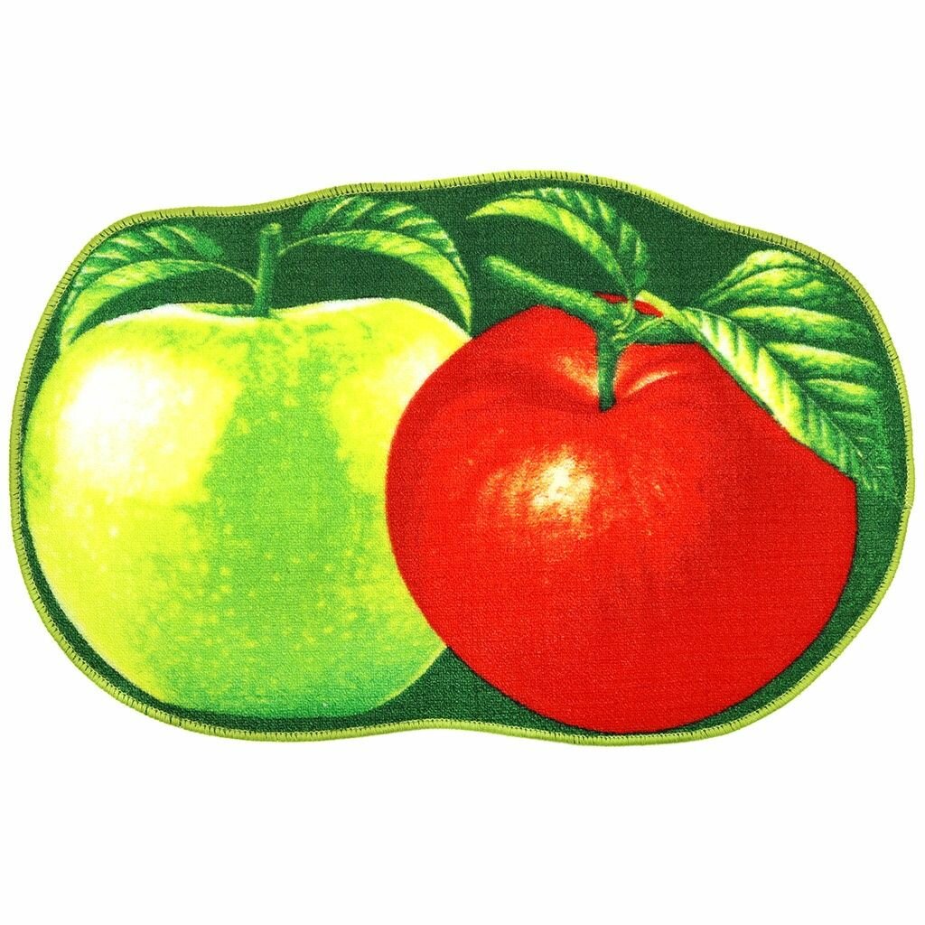 Коврик КНР "Яблоки", кухонный, 50х80 см, полукруг, прорезиненное основание, полиэстер