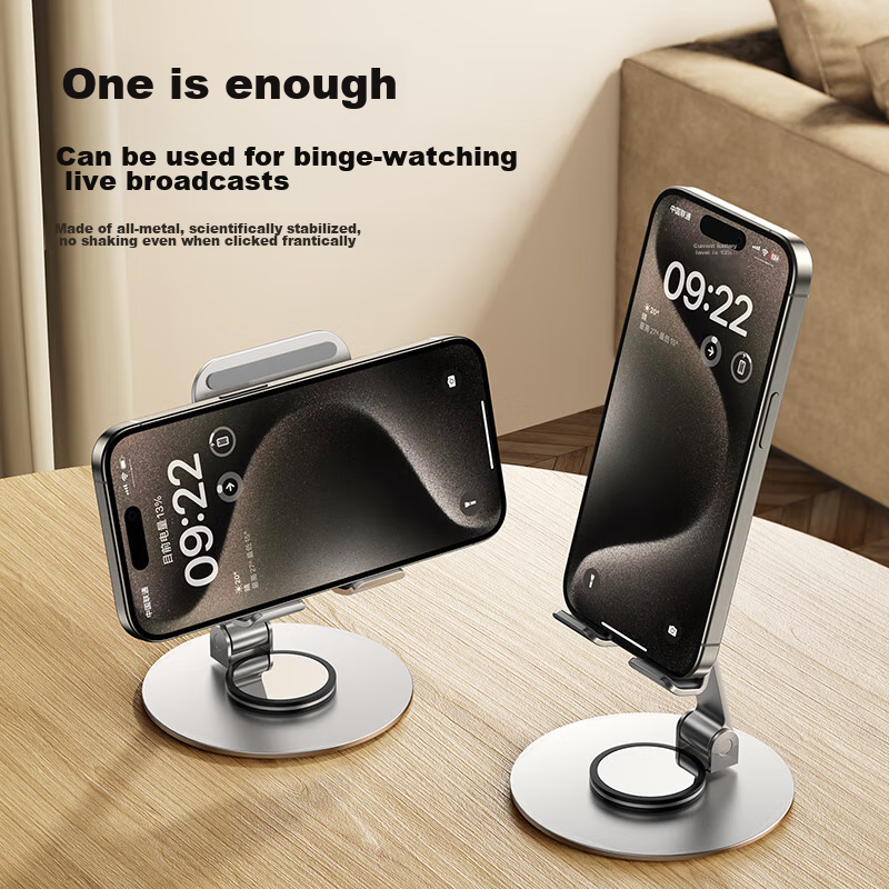 Zitai [Foldable 360-Degree Rotating] Metal Phone Stand, Desktop Tablet Stand, IPad Lazy Stand, Live Streaming, Binge-Watching, Study, Portable Bedside Stand, K62, Silver