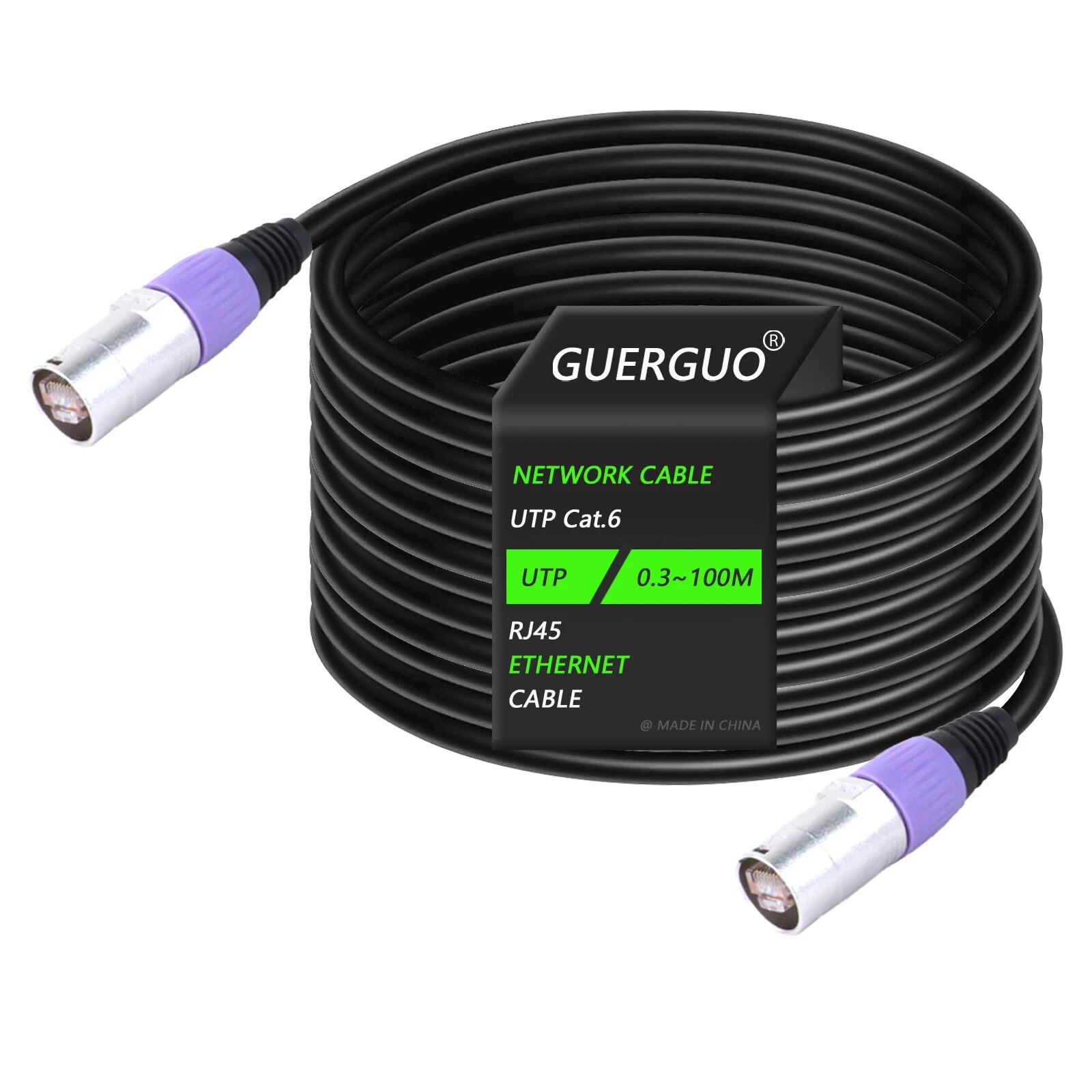 CAT6 Ethercon кабель RJ45 оранжевый/черный/серебристый 0.3-100 м CAT6-UTP-OUTDOOR, Purple, 0.3M