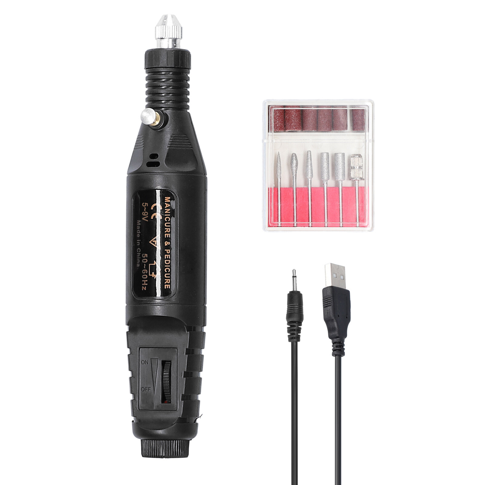 Ручная мини-электрическая шлифовальная машинка с USB-питанием для удаления желатина, регулируемой скоростью, роторный набор с 6 насадками.
