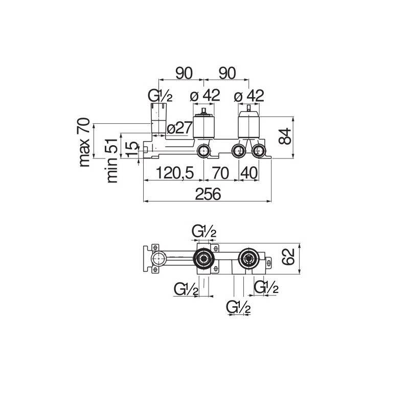 Скрытая часть смесителя для ванны Nobili Rubinetterie WE81200/TBM чёрный матовый