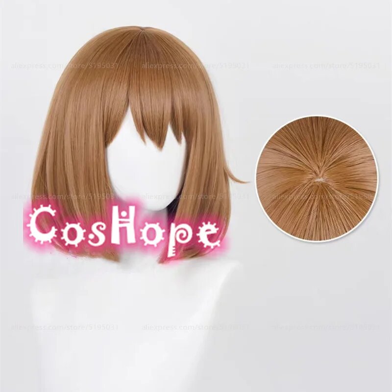 Парик для косплея Yui Hirasawa, термостойкие синтетические короткие волосы 33 см, для косплея из аниме «Коричневый»