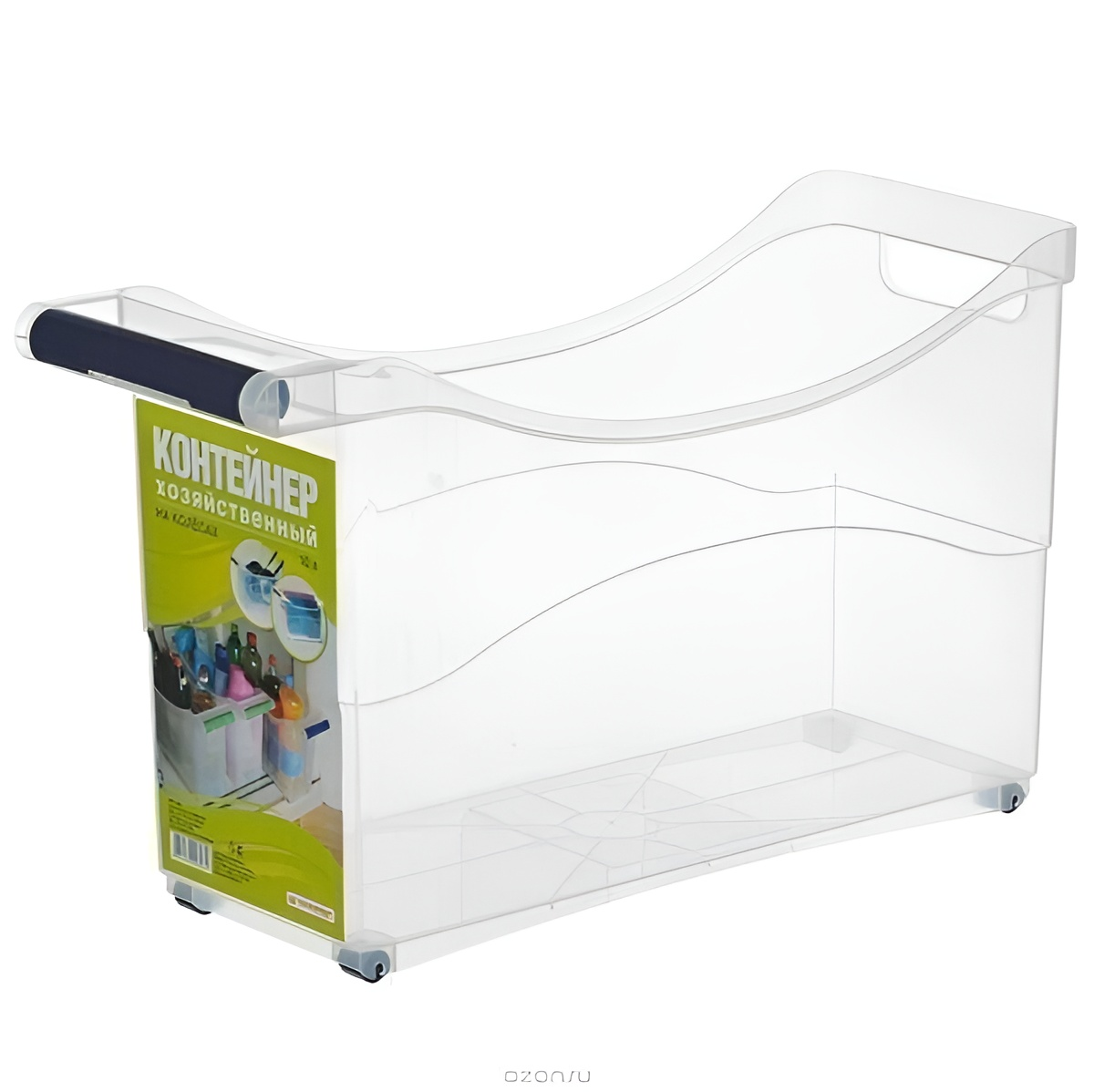 Контейнер полимербыт хозяйственный на колесах, 46.2х16.2х27.2 см, белый/прозрачный