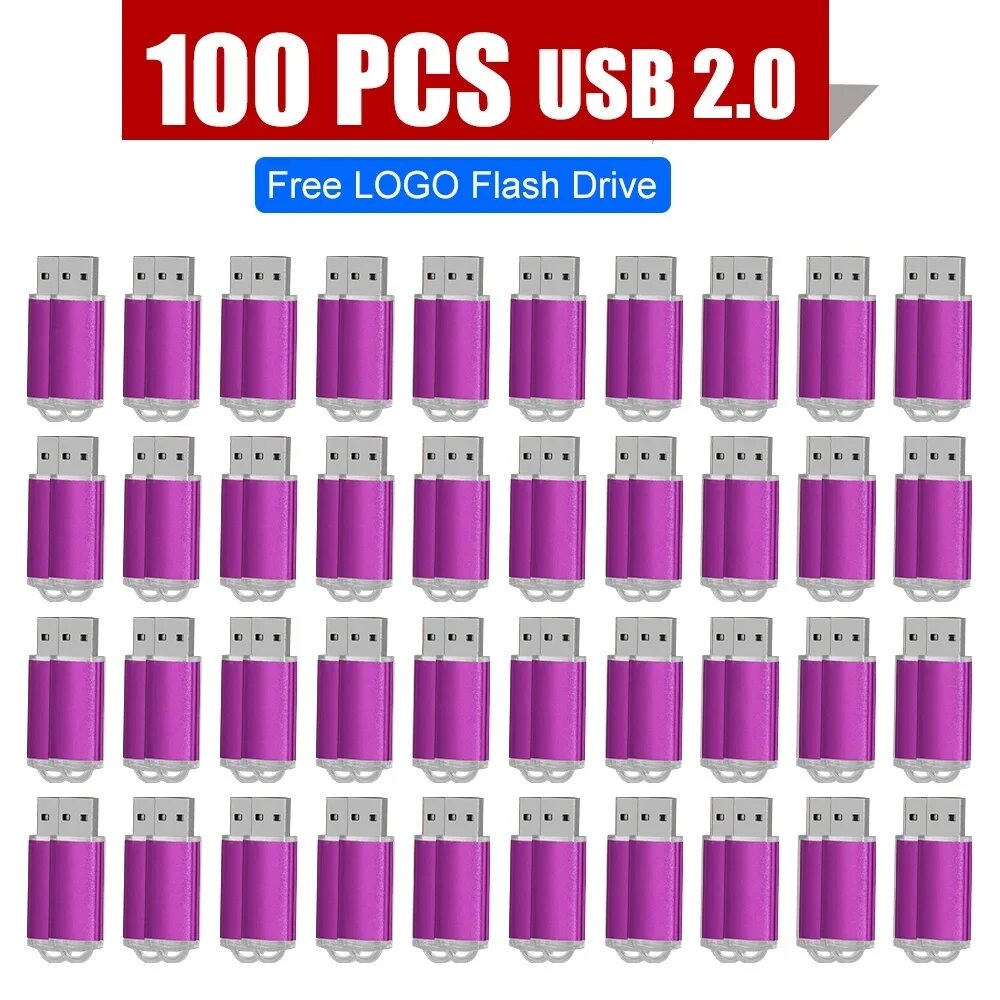 KFHIREW USB Flash Drive 2.0 4/8/16/32/64 ГБ 2 ГБ, Purple 100pcs