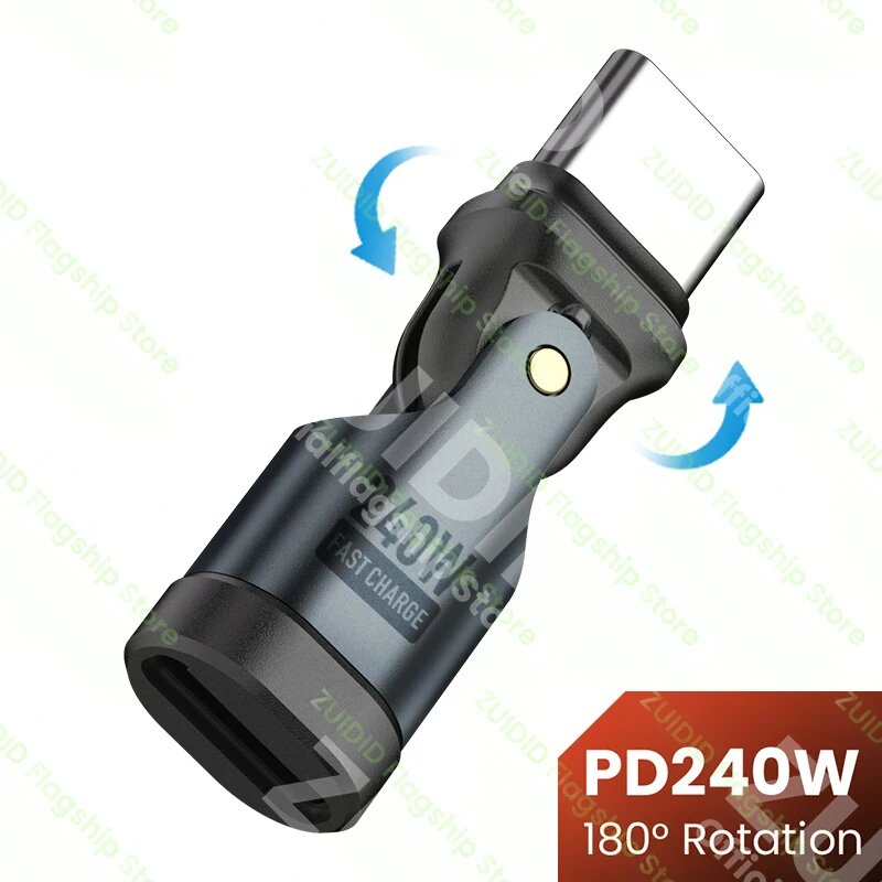 Переходник для передачи данных USB C в OTG с поворотом на 180 градусов, 240 Вт, 5 А, конвертер для быстрой зарядки USB C для iPhone 15 16 MacBook Pro Samsung Xiaomi