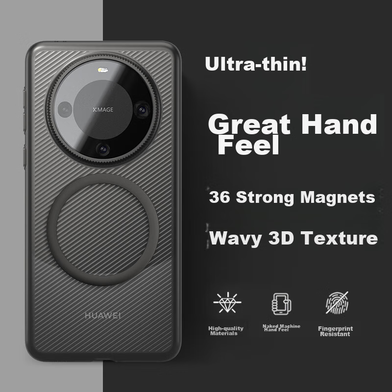 Xingwu Huawei Mate 60 Phone Case, Huawei Mate 60 Protective Cover, Shockproof Full Coverage Ultra-Thin, for Men And Women, Personalized Simple Wave Magnetic - Quiet Night Black