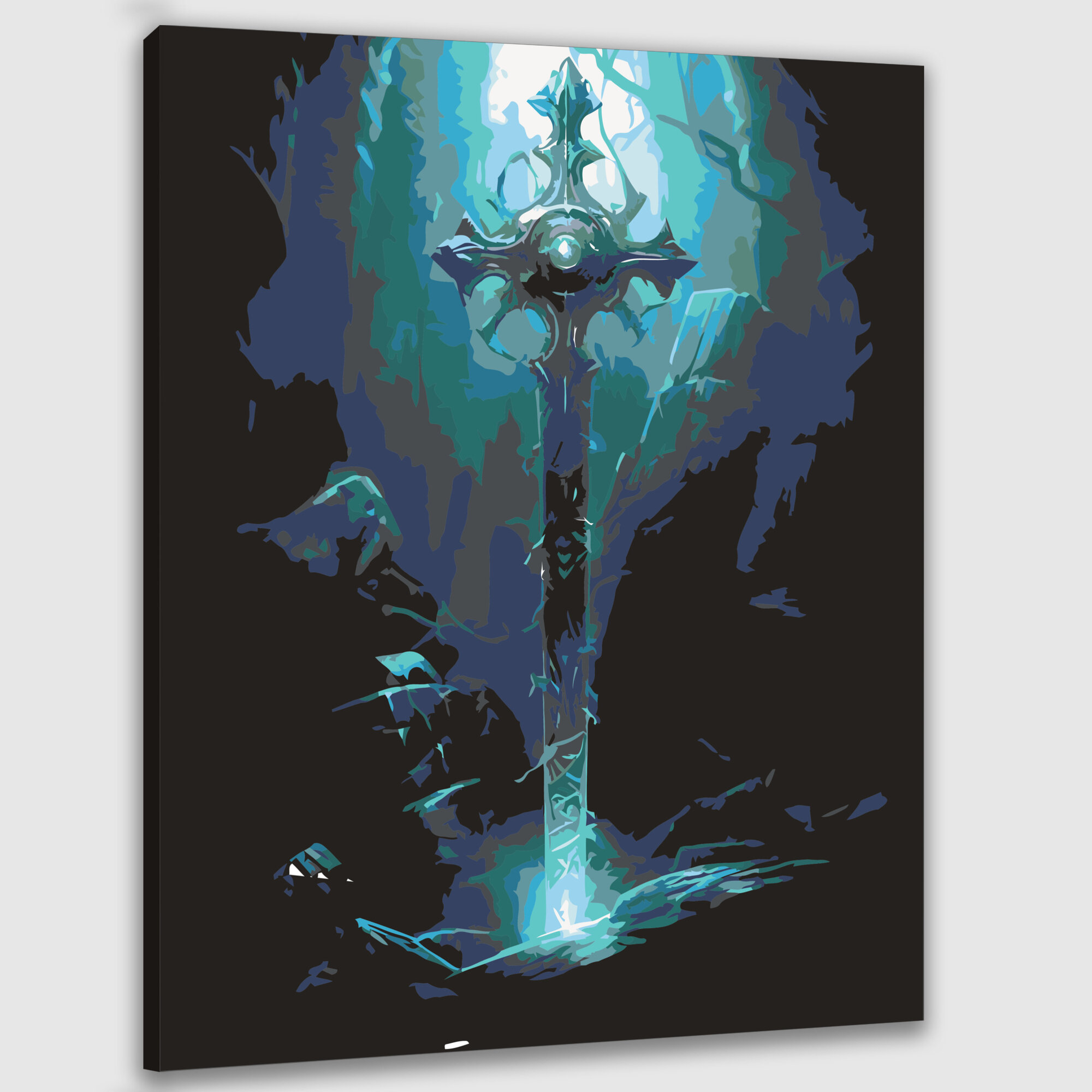 Картина по номерам 40x50 см, фэнтезийная иллюстрация, древний меч, мистический камень, аура силы, аура очарования