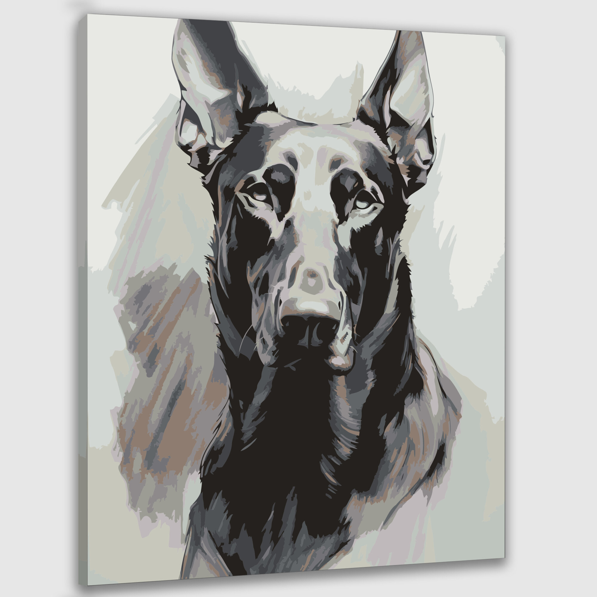 Картина по номерам 40x50 см, картина, уголь, доберман, тени, загадочная природа, мрачные тайны, ожидание раскрытия