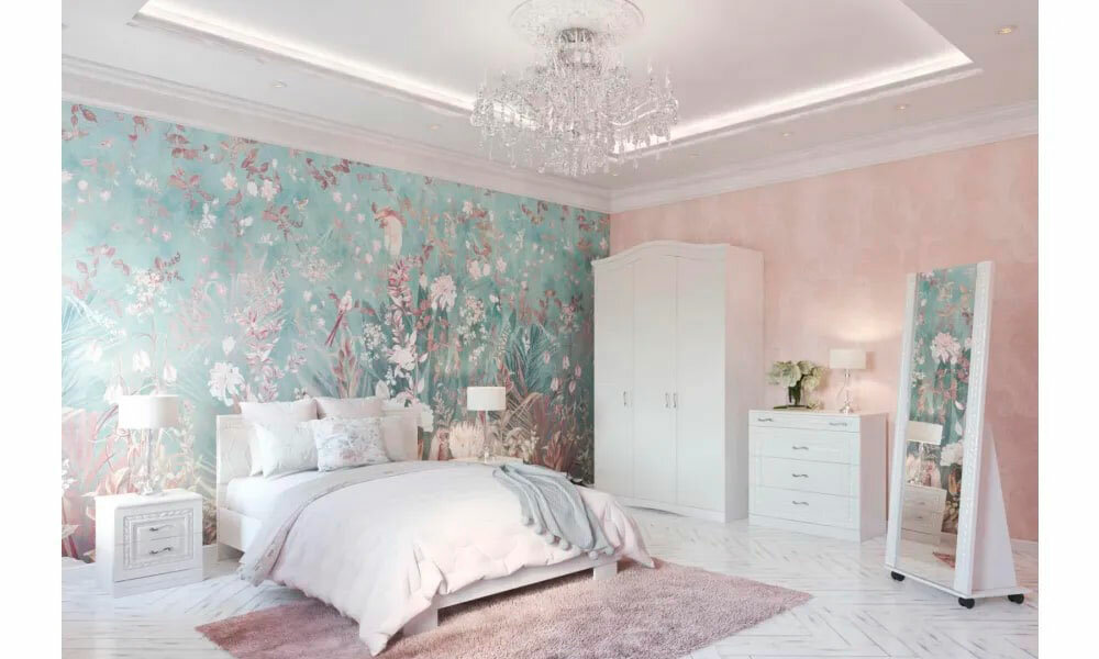 Кровать 160х200 двуспальная Гертруда М8 166,3х204,8х90,2 см, экокожа белая/белая лиственница/ясень ж