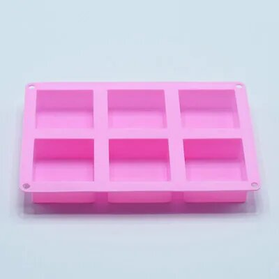 Квадратная силиконовая форма для мыла CreateHot, синяя/розовая, 6 полостей pink