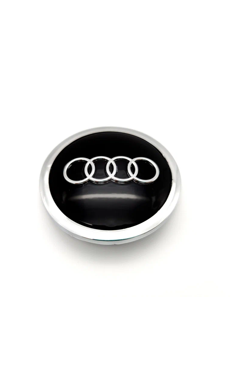 Колпачок, заглушка на диск колеса Audi 69 мм. черный с хромом (1 колпачок)