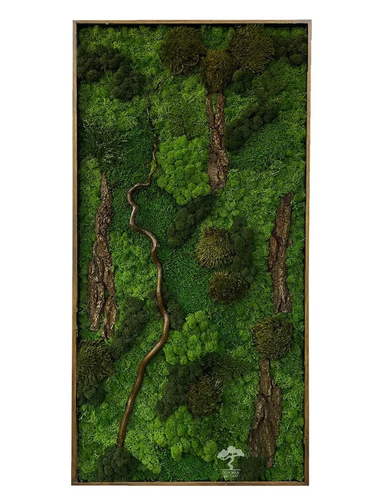 Панно/картина в раме "На опушке". Кедр, 120*60 см. Дом Мха - MossArt.