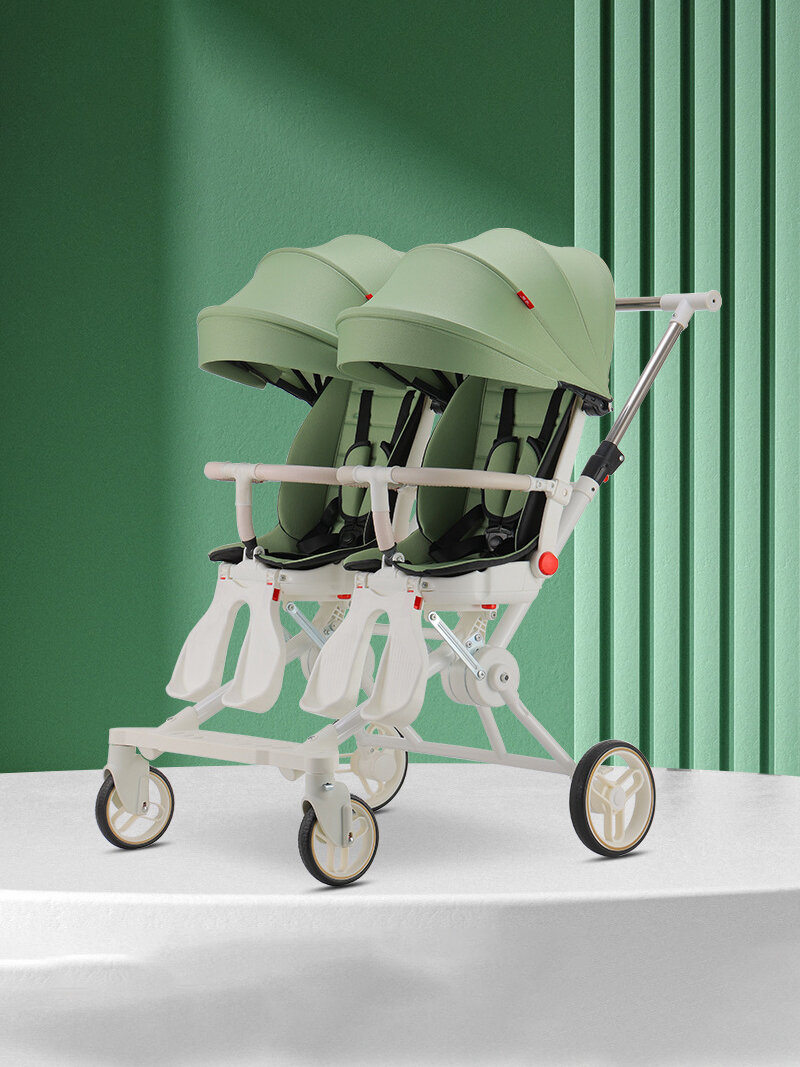 Коляска для двойни, высокоуглеродистая рама, 180-градусный горизонтальный, вращение на 360°
