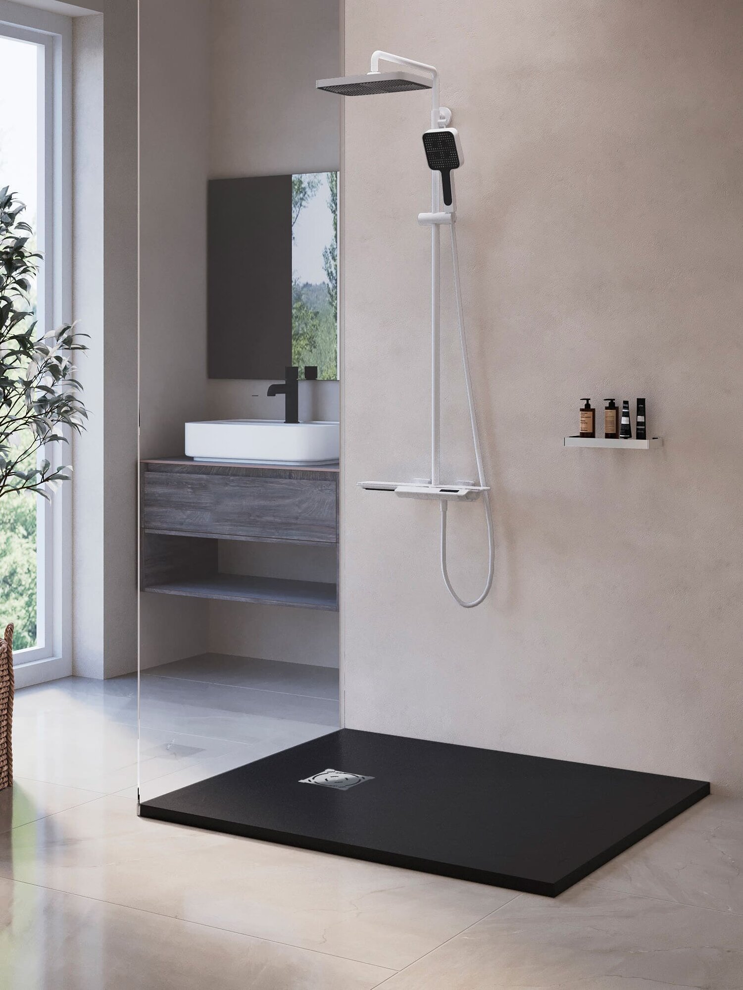 Душевой поддон  90*130*2,5 RGW ST-0139G Графит/Прямоуг Ø 90 мм Каменный 16152913-02