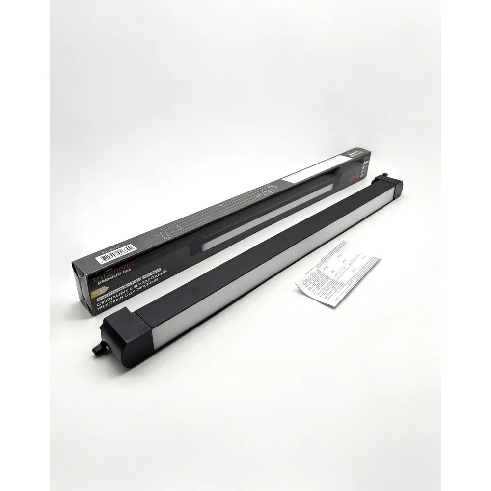 TruEnergy Светильник светодиодный линейный трековый равномерного свечения однофазный поворотный 40W 4000K L600мм алюминий черный 24012