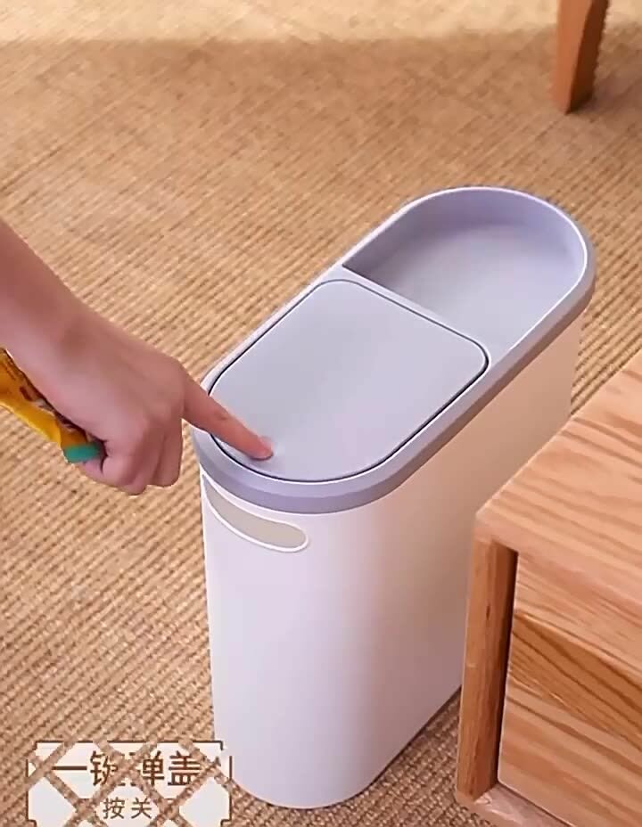 Мусорный бак HGmnjchg, пластик, овальный, с крышкой, цвет серый