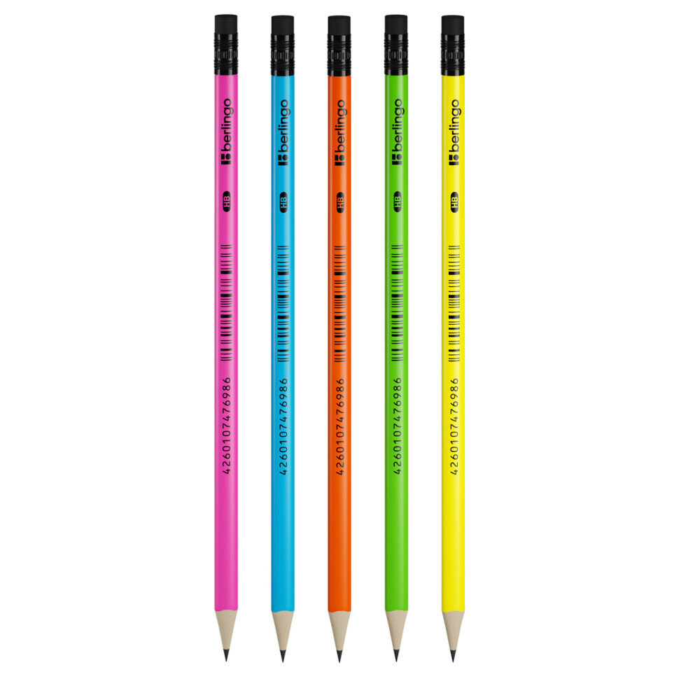 Карандаш ч/г Berlingo "Triangle flash" HB, трехгранный, c ластиком, заточен, 231975
