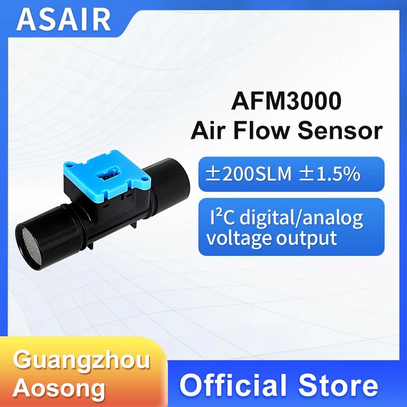 ASAIR AFM3000 Газовый Датчик потока воздуха, цифровой/аналоговый выход, двунаправленное измерение, 1-5V output
