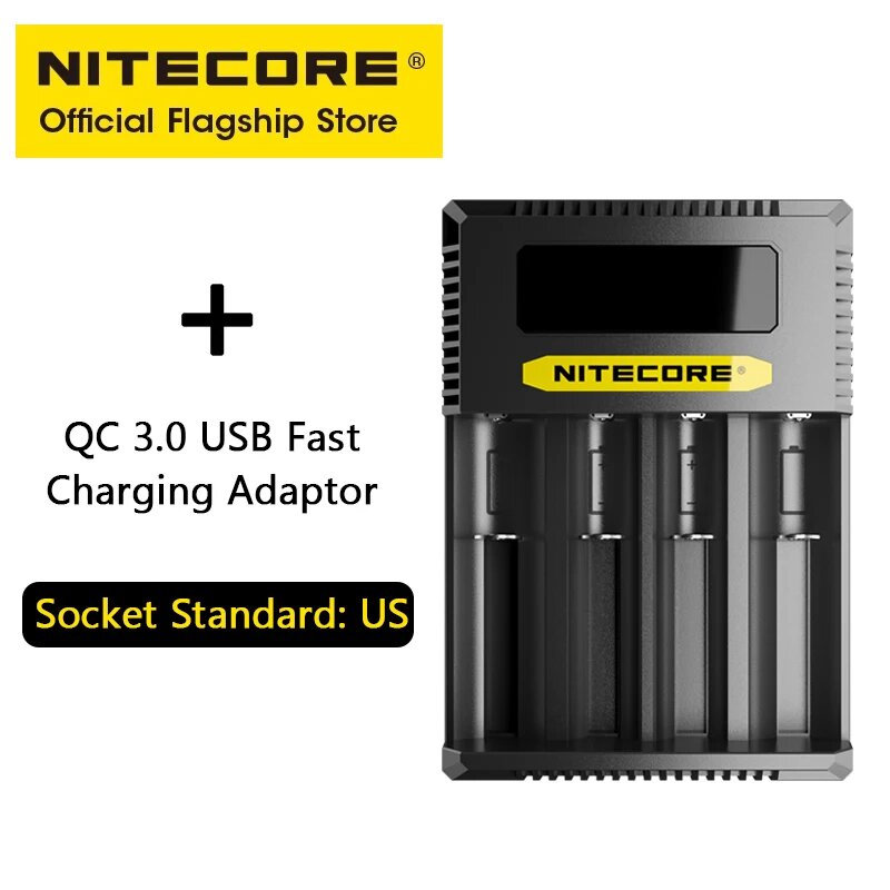 NITECORE Ci4 Четырехслотовое интеллектуальное зарядное устройство для аккумуляторов with QC 3.0 US Plug