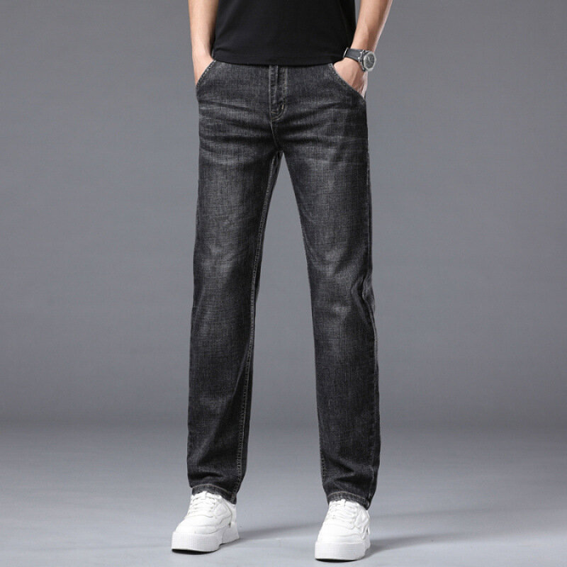 Слим тапер джинсы Rong Новые прямые стильные эластичные джинсы мужские деловые мужские брюки длинные, Размер_31