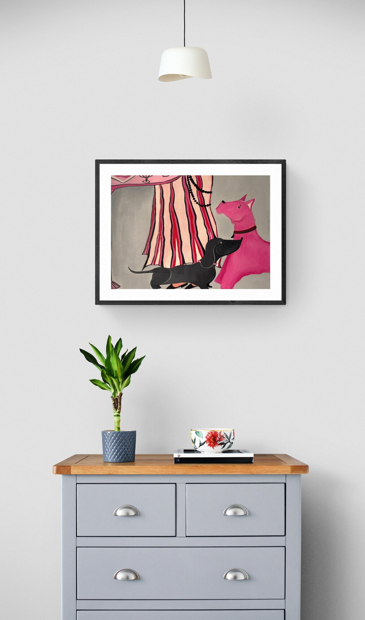 Картина интерьерная авторская /Девушка с собаками/ 60х50 см холст