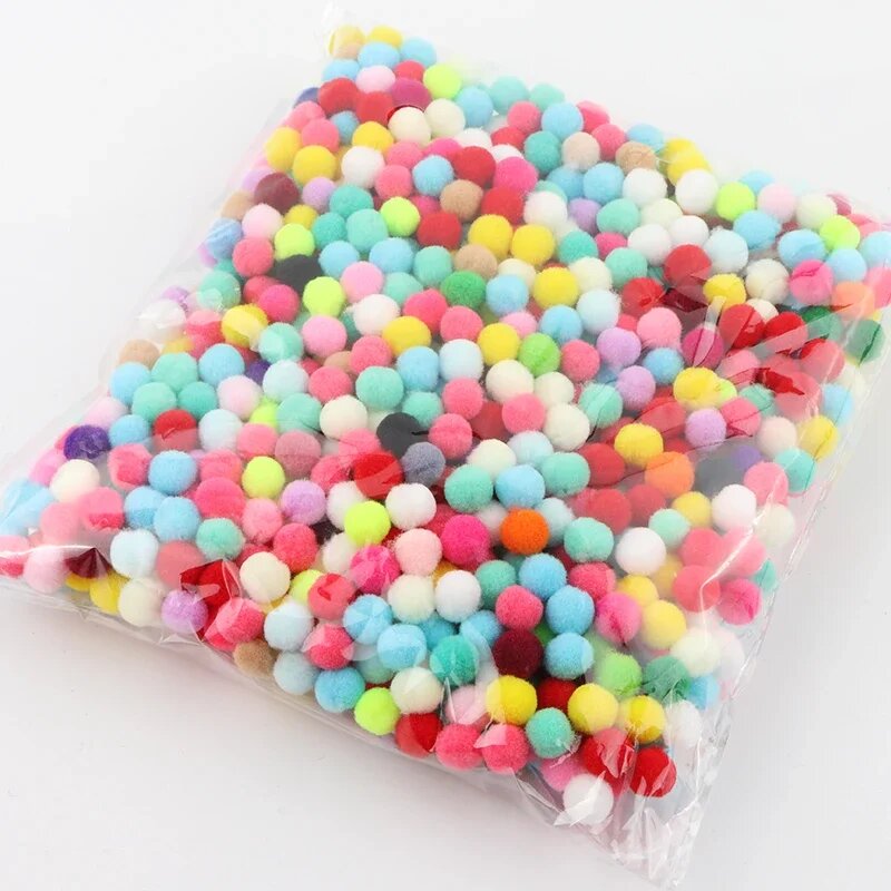 Помпоны меховые 8-30 мм Белый, Mix, 15mm 1000Pcs
