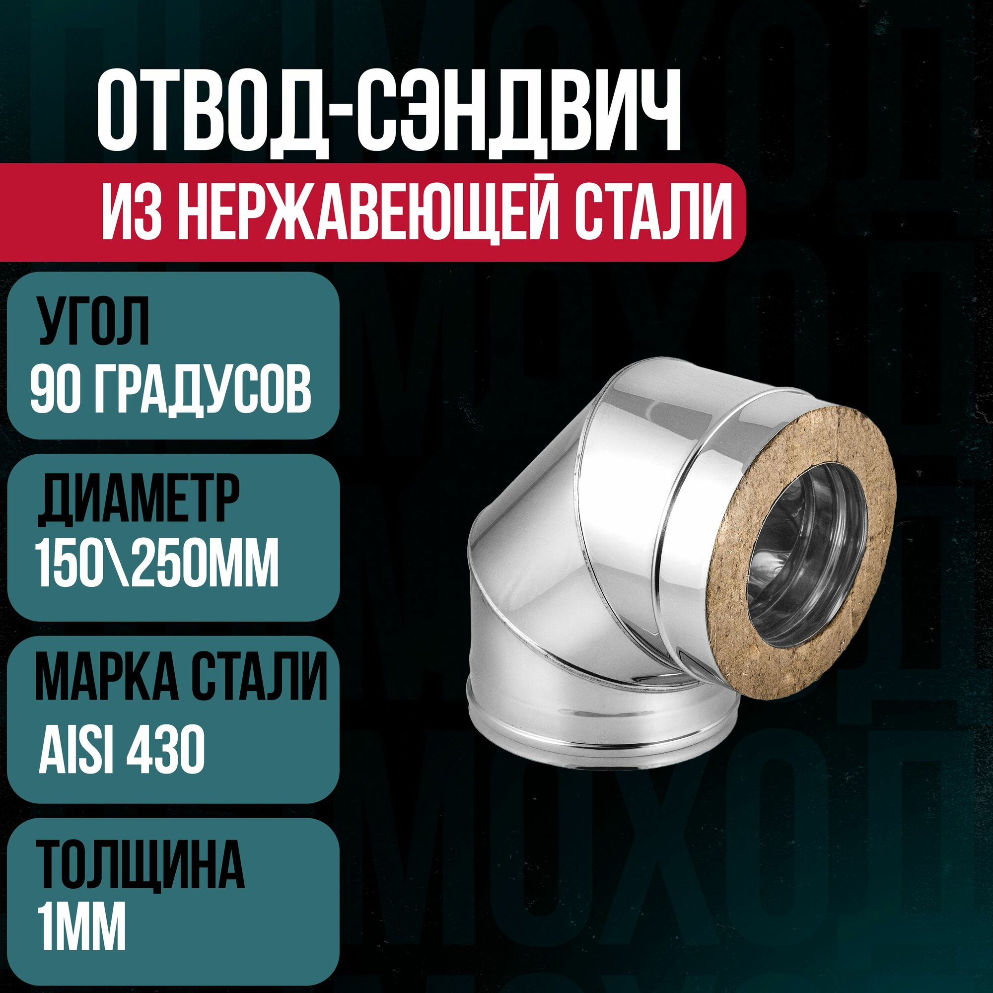 Отвод-сэндвич Феникс 90 градусов 150/250мм