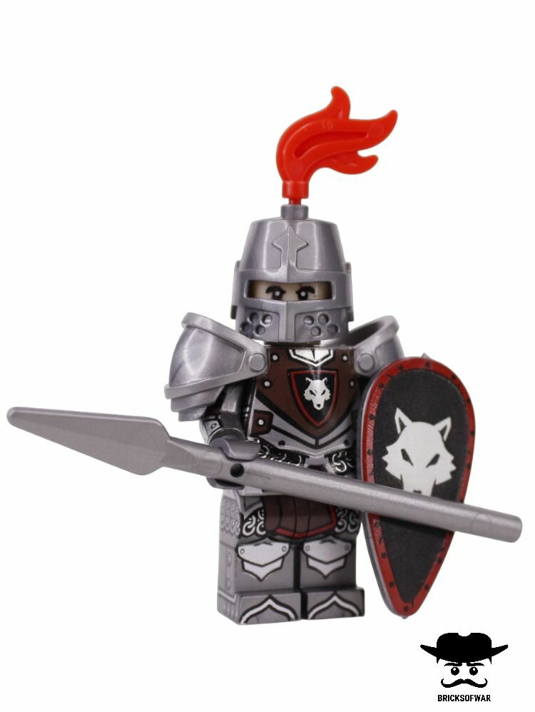 Фигурка средневеково рыцаря castle, солдат Рыцарь-волк мышь. Минифигурка в броне со щитом и копьем. Совместима с Лего (1 шт, пакет), для людей старше 14 лет