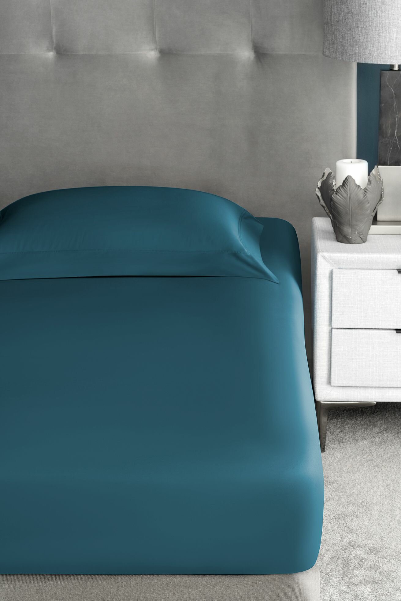 Togas Простыня стандартная Евро макси "Сенса" Sensotex, эвкалиптовое волокно, 260х270, бирюзовая