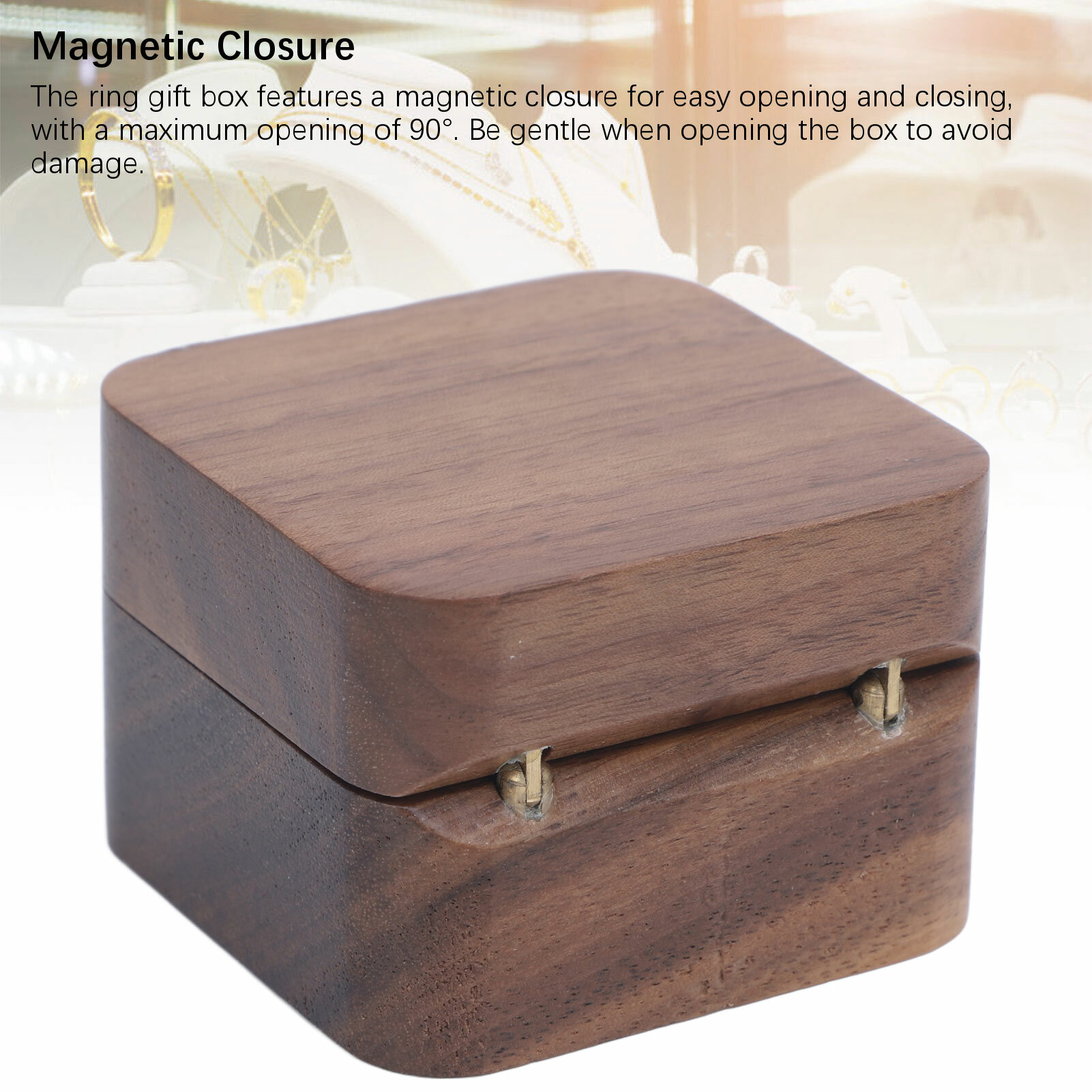 Деревянная подарочная коробка для колец с магнитным замком, держатель для помолвочного кольца, коробка для свадебной церемонии, одно кольцо