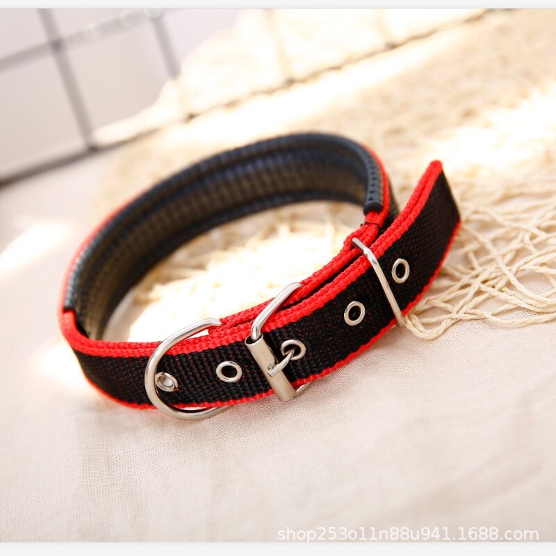 Trendy pet collar with adjustable size and multiple color options for all dogs, black red-l