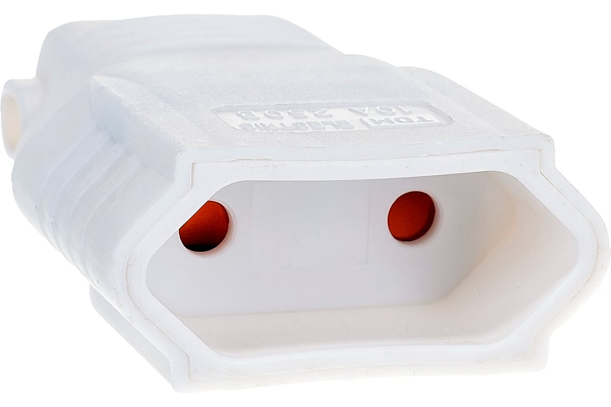 Кабельная розетка 2П 10А 250B (под евровилку CEE 7/16) с з/ш угловой вывод кабеля белая TDM {SQ1806-0092}