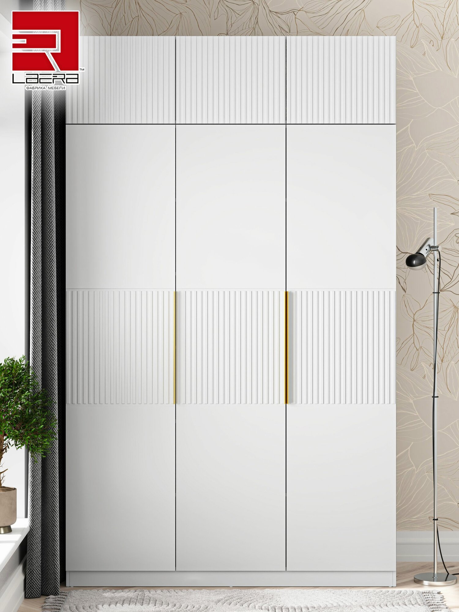 LAERA Шкаф распашной с антресолью для одежды 135х52х260 тейлор белый