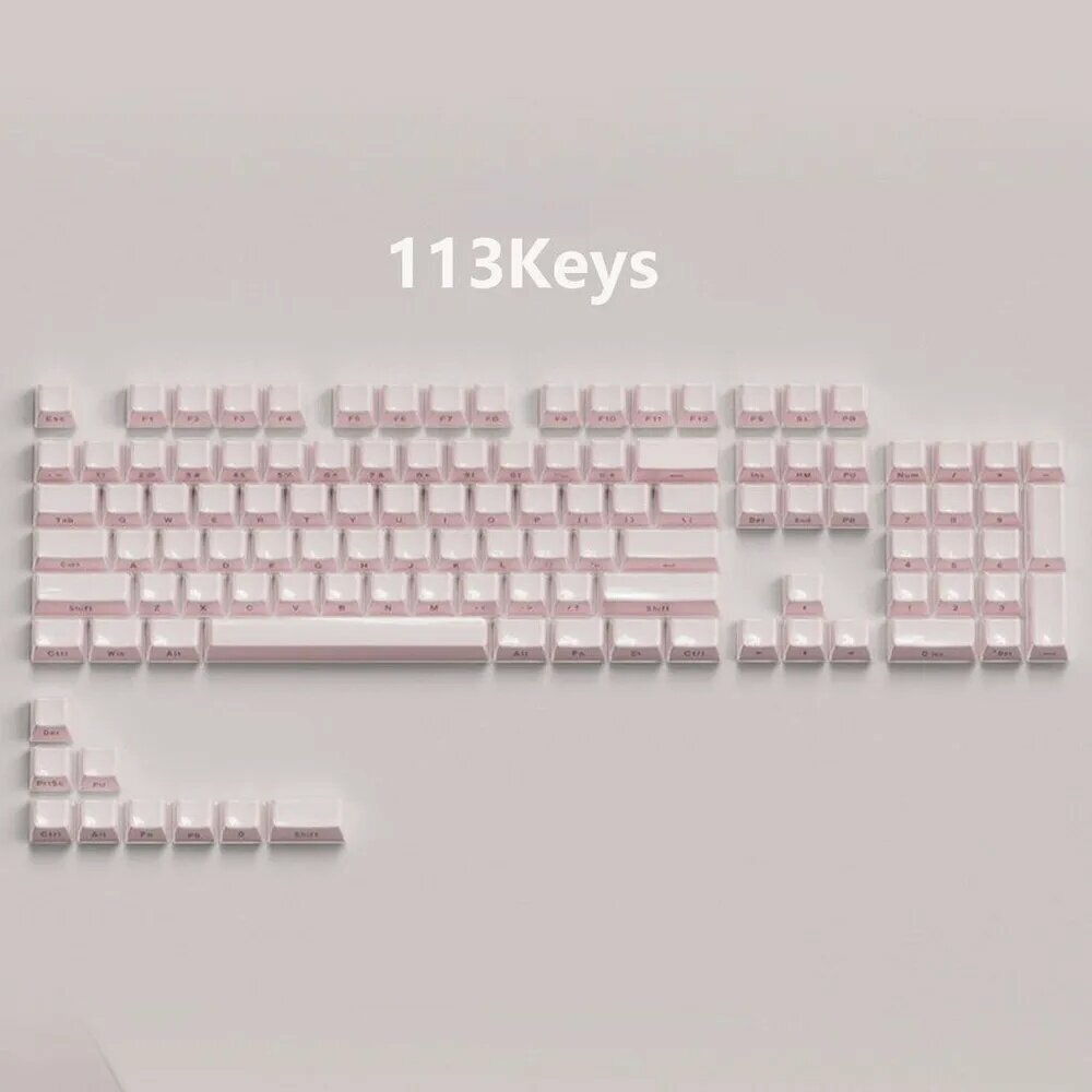 113 клавиш, Jelly Crystal Mechanical Keycaps, буква со стороны выгравирована розово-синяя двухцветная литая выталкиватель, используется для механической клавиатуры с поперечной осью