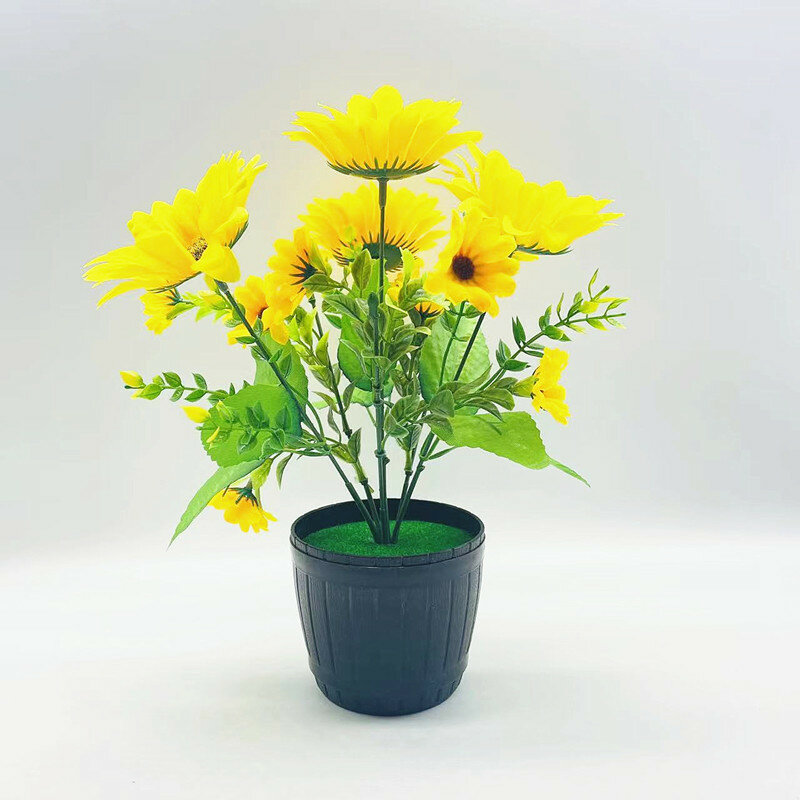 Sunflower synthetic bonsai with silk flowers for office desk and home ornament