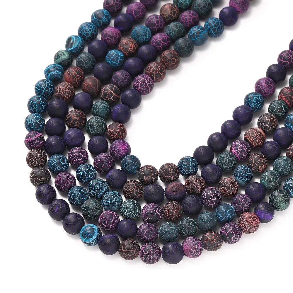 Агат Африканский (Кракле) бусины 8 мм, около 48 шт, цвет: матовый разноцветные, из натурального камня