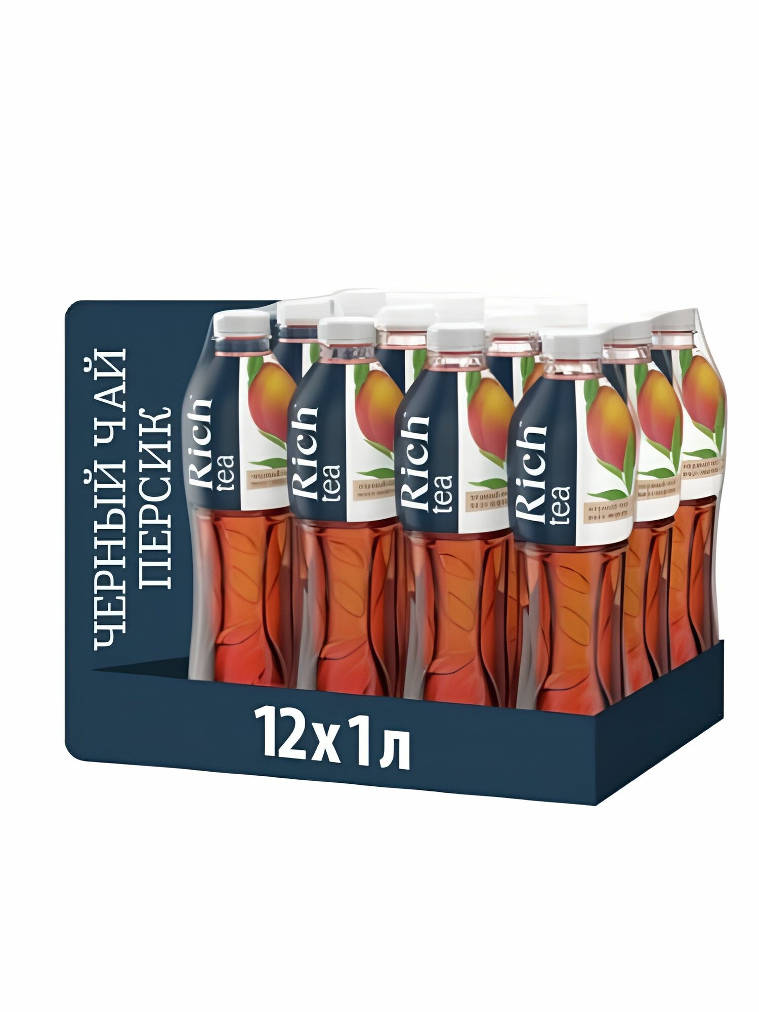 Холодный чай Rich tea черный со вкусом персика, 1000 мл. Упаковка 12 шт.
