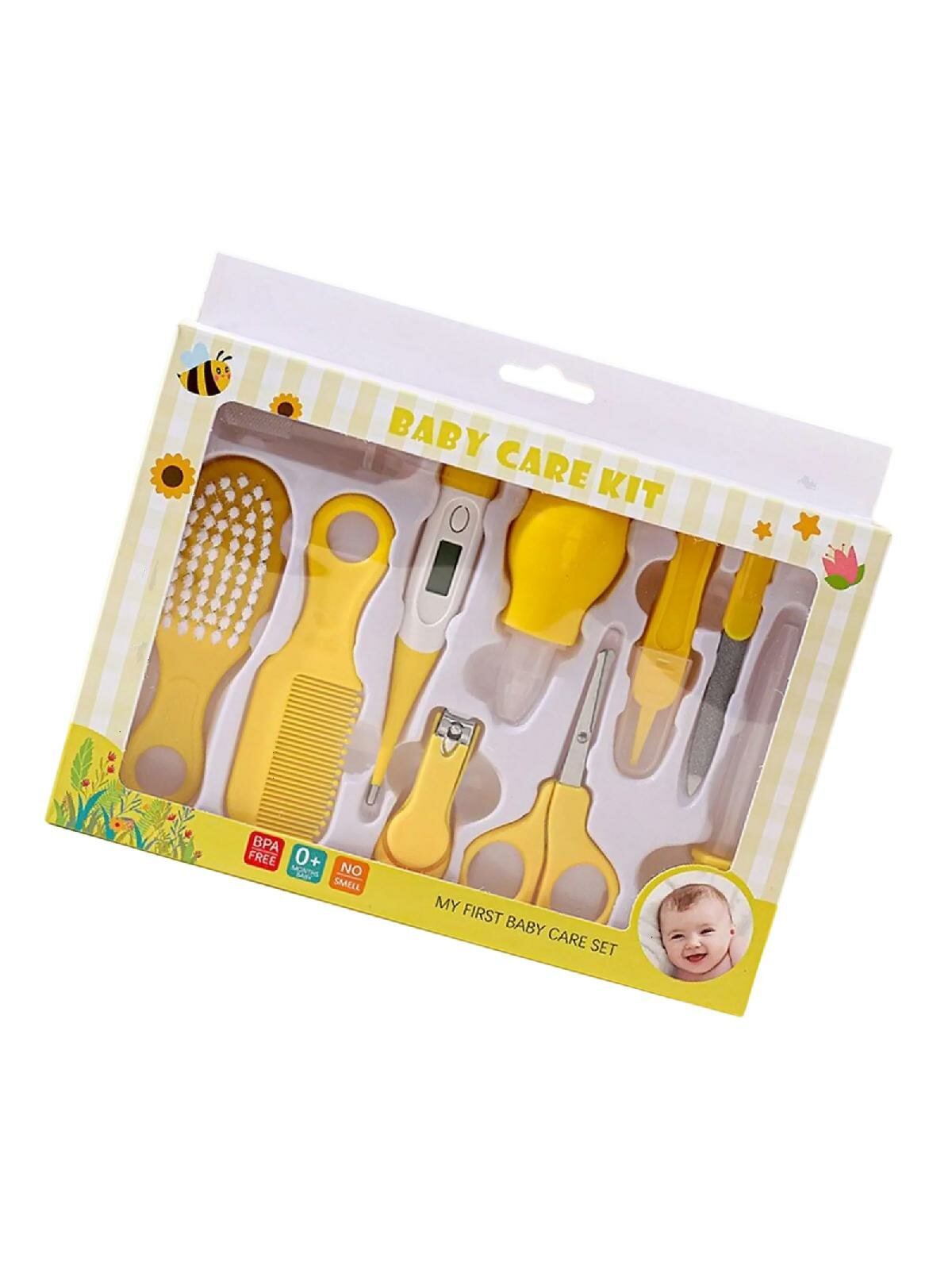 Подарочный набор для душа ребенка включает пилочку для ногтей, расческу, зубную щетку с кисточкой