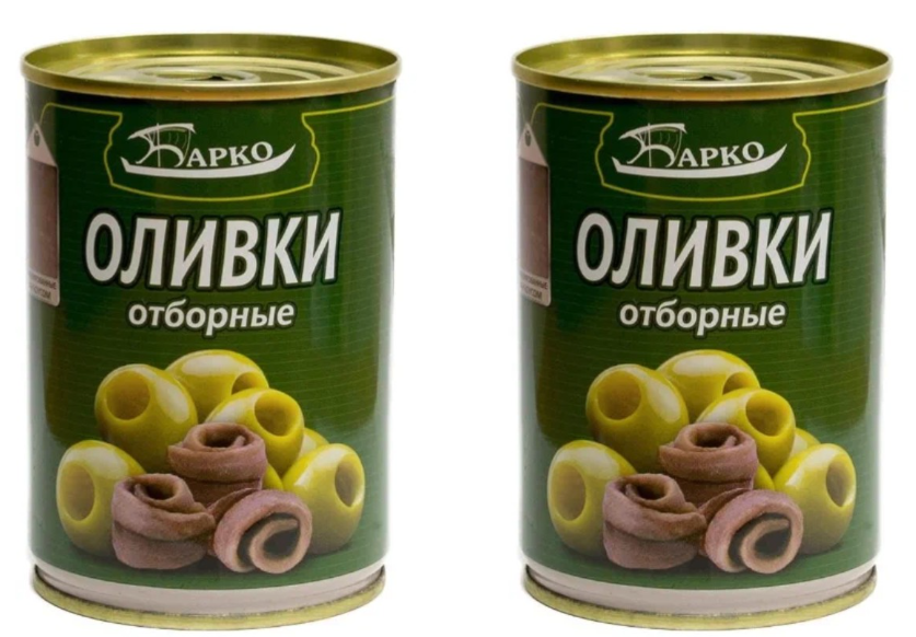 Оливки с анчоусом Барко, 280 г, 300 мл, 2 шт