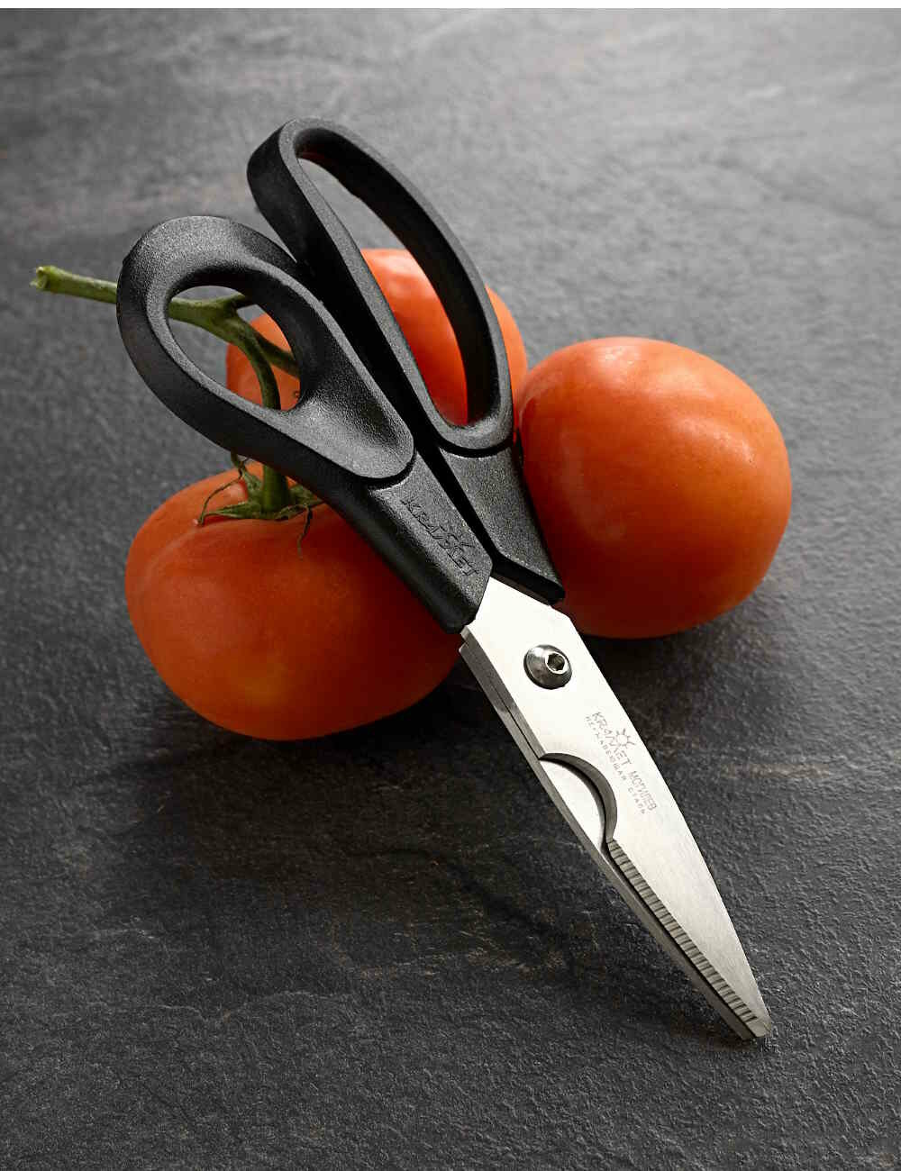 Ножницы KRAMET H-075C, кухонные, с орехоколом, сталь, пластиковые ручки, 22см