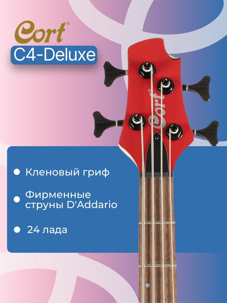 Бас-гитара Cort C4 Deluxe CRD Artisan Series — фото 1