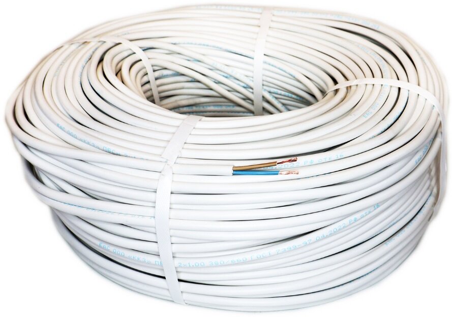 Кабель силовой медный белый ПВС 2х0,75 (смотка из 3м)